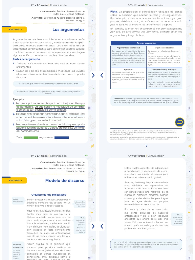 1°2° Exp 1 Act 3 Recursos | PDF | Argumento | Agua