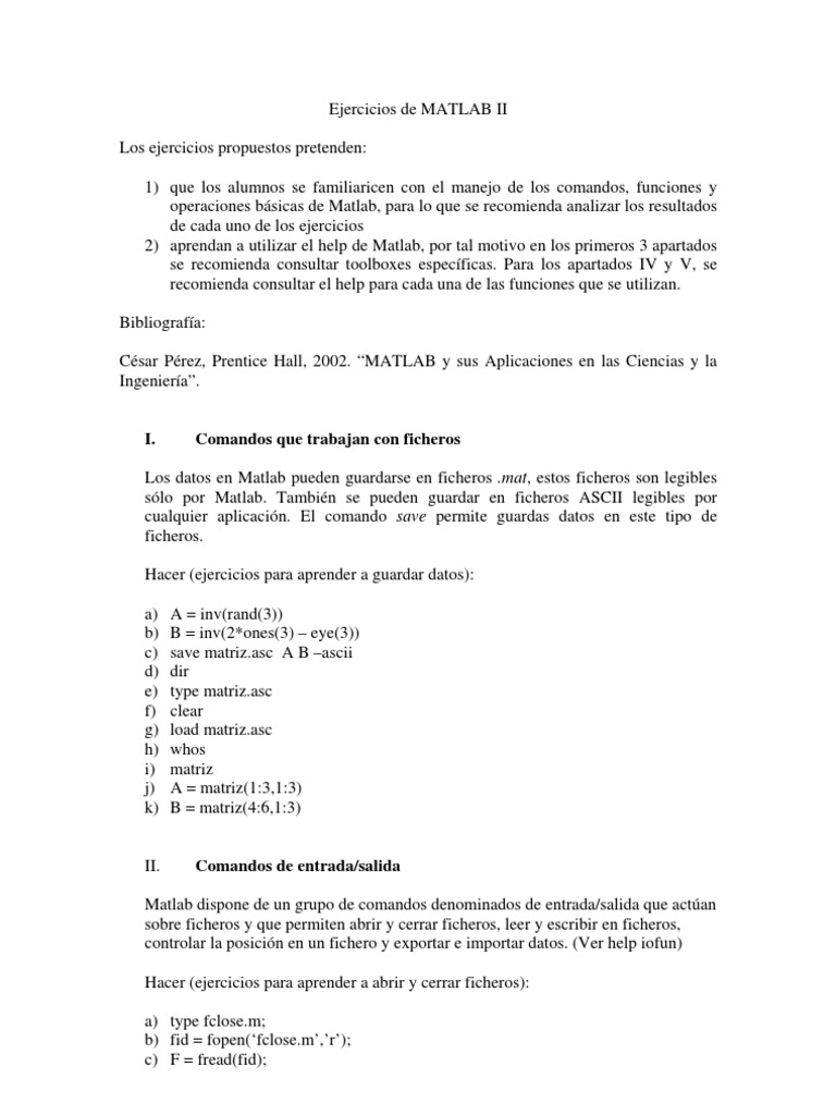 Ejercicios Matlab 2 | PDF