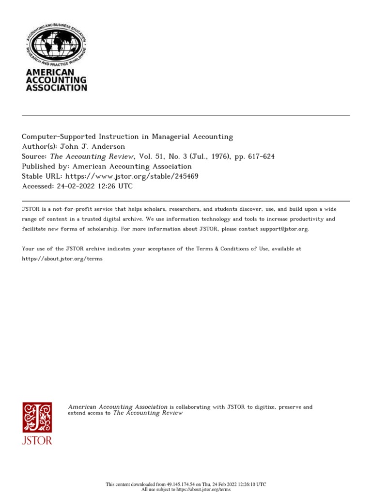 Computer-Supported Instruction in Managerial Accounting | PDF ...