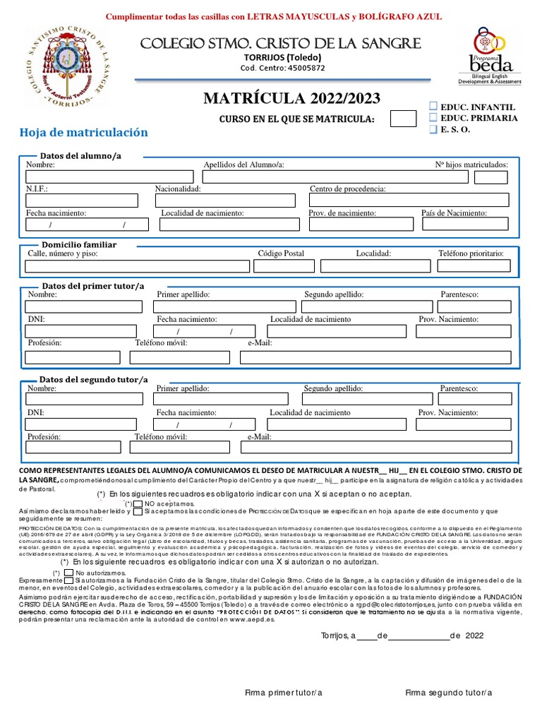 Matr-2022-23 Gral | PDF