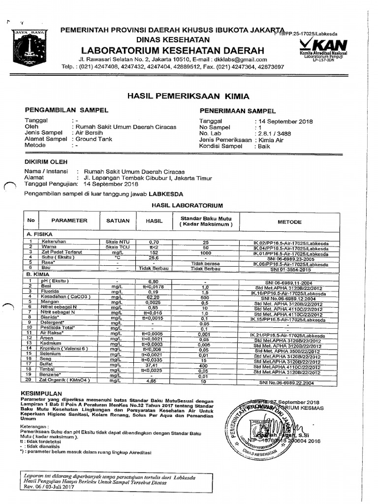 Hasil Lab Air Bersih 4 | PDF