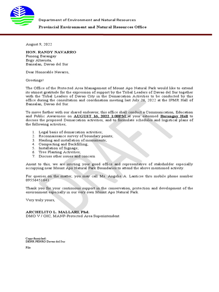 Letter To Brgy Officials | PDF