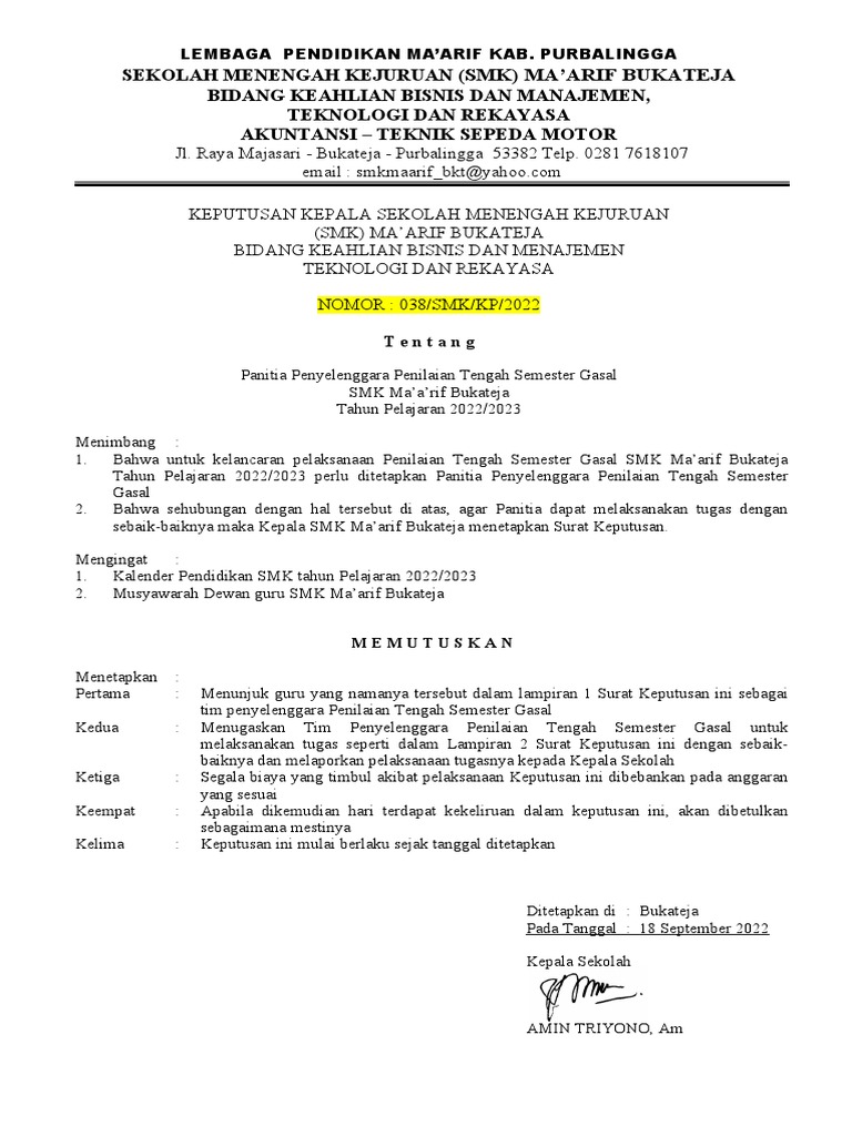 SK Panitia PTS | PDF