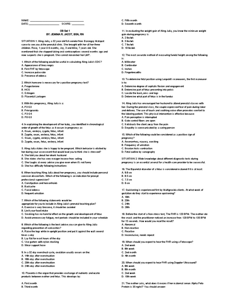 OB Midwifery Set 1 | PDF | Childbirth | Midwifery