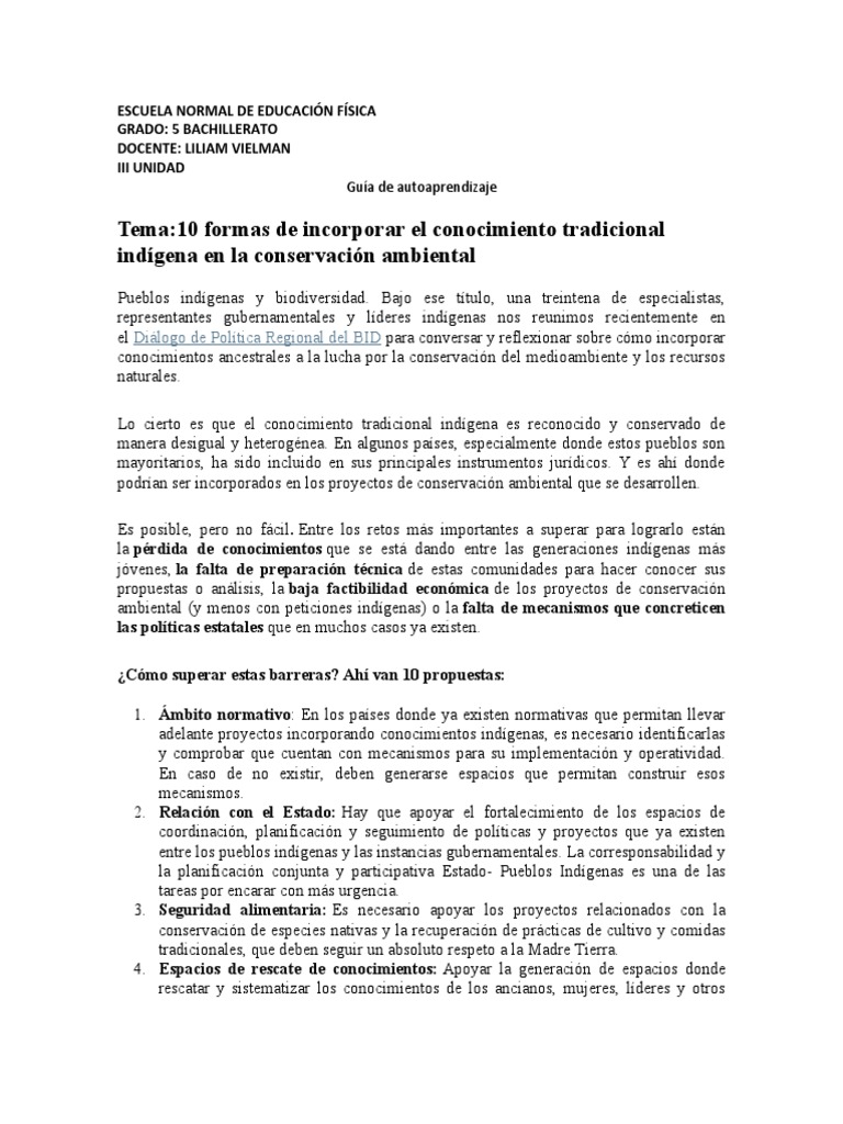 10 Formas de Incorporar El Conocimiento Tradicional Indigena Iii Uni ...
