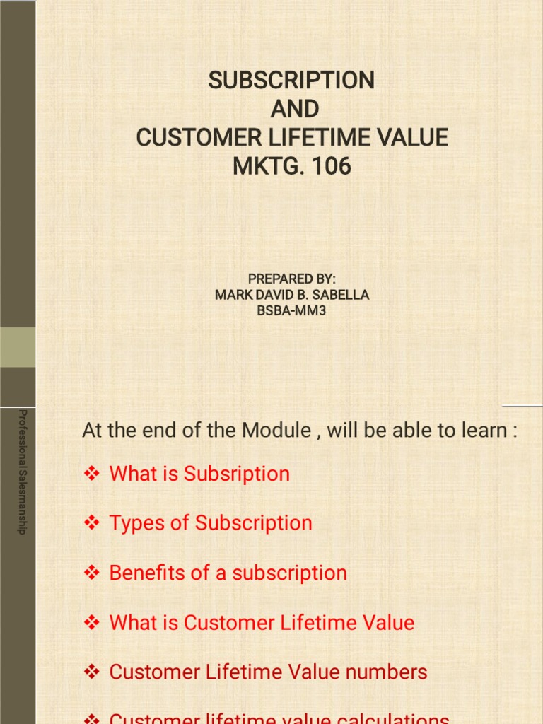 Subscription and Customer Lifetime Value | PDF | Subscription Business ...