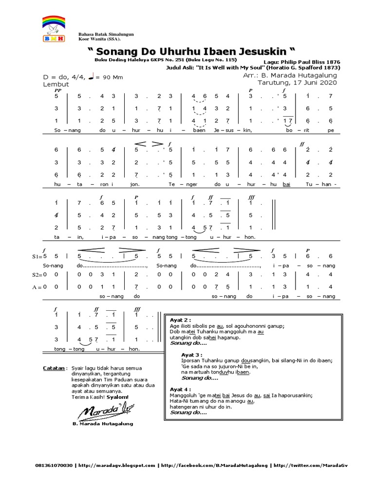 Koor Wanita - Dung Sonang Rohangku (Simalungun-Toba) | PDF
