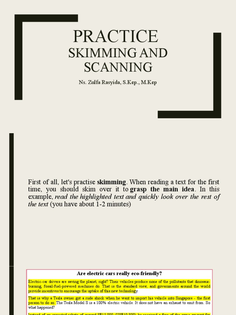 Practice in Scanning and Skimming | PDF | Electric Car | Car
