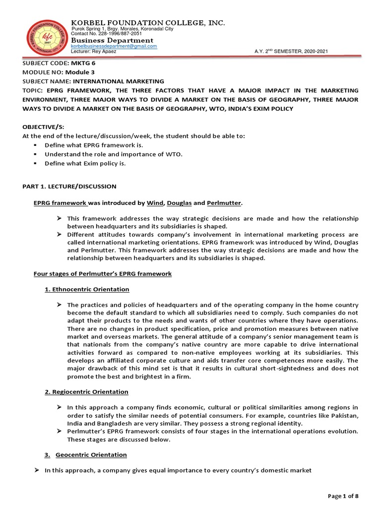 Module 3 International Marketing | Download Free PDF | World Trade ...