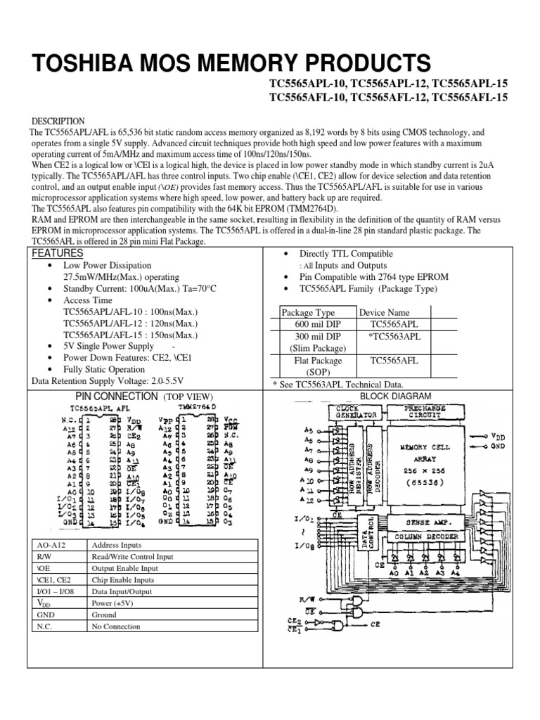TC5565 | PDF | Computer Memory | Microprocessor