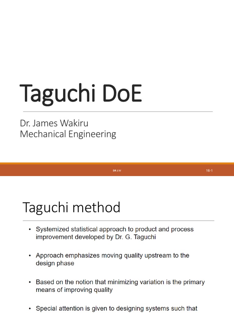 Lec9 Taguchi Optimization Doe Pdf Analysis Of Variance Errors And Residuals