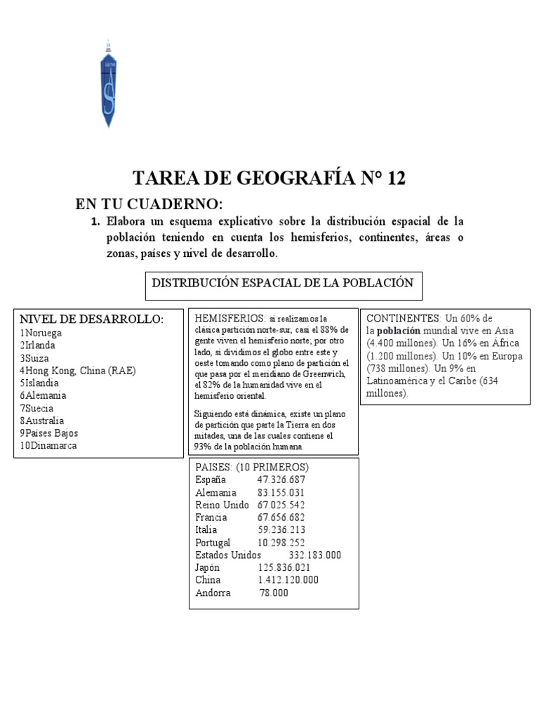 TAREA 12 GF 4to | PDF | Demografía | Población mundial