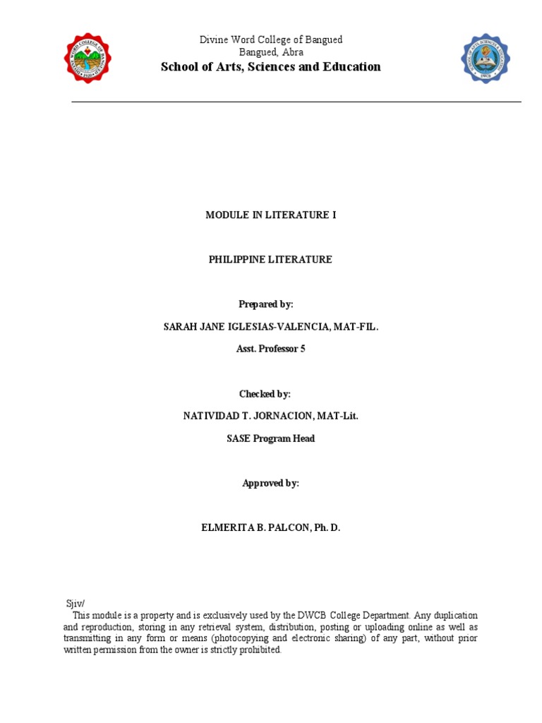 LITERATURE 1 1st Sem 2022 2023 MODULES 1 and 2 | PDF | Writers | Truth