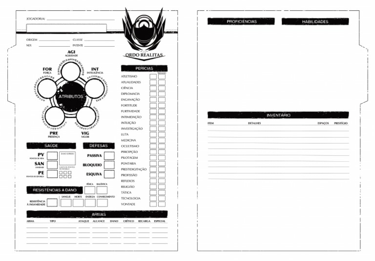 OP - Ficha de Personagem Editável | PDF