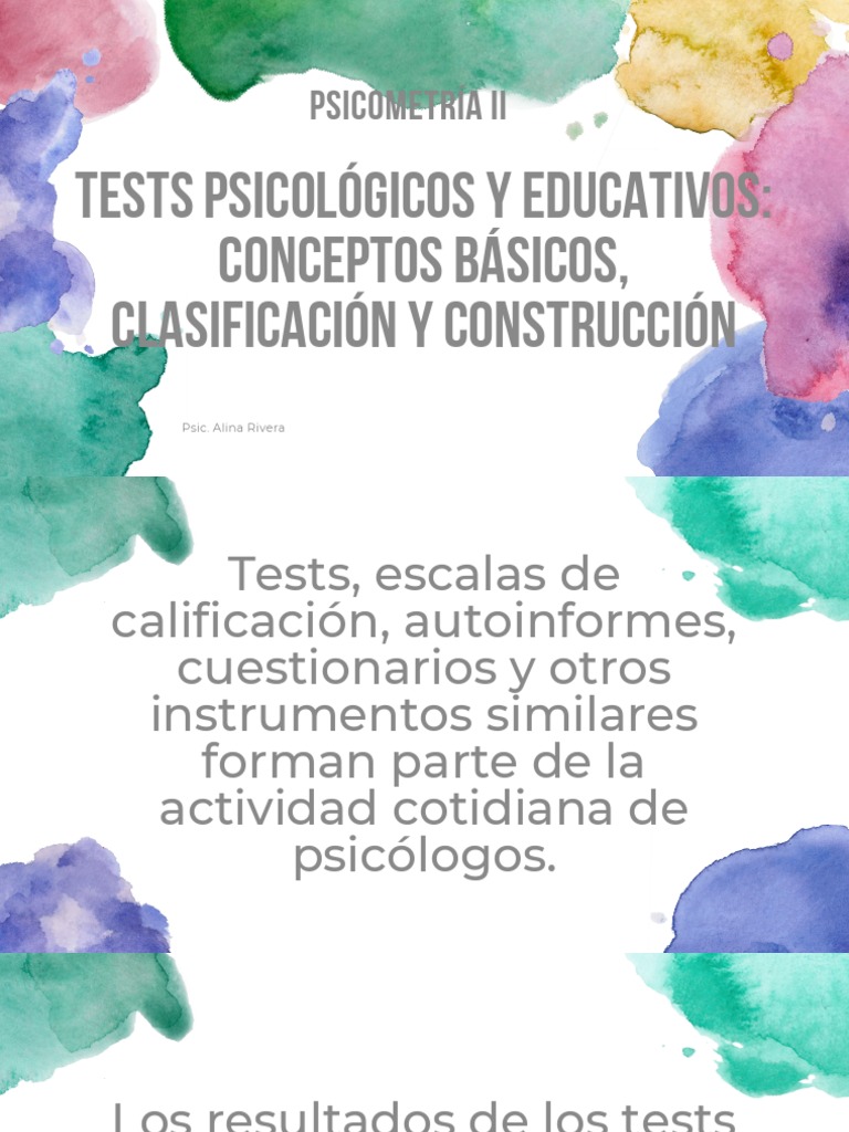 Tema-Tests Psicológicos y Educativos Conceptos Básicos, Clasificación y ...