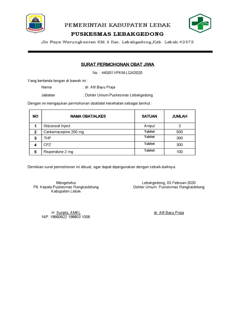 Contoh Surat Permohonan Obat Jiwa | PDF Contoh Surat Permohonan Obat Jiwa | PDF