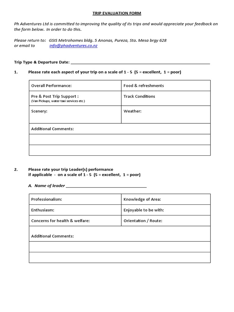 Simple Travel Agency Feedback Form Template | PDF