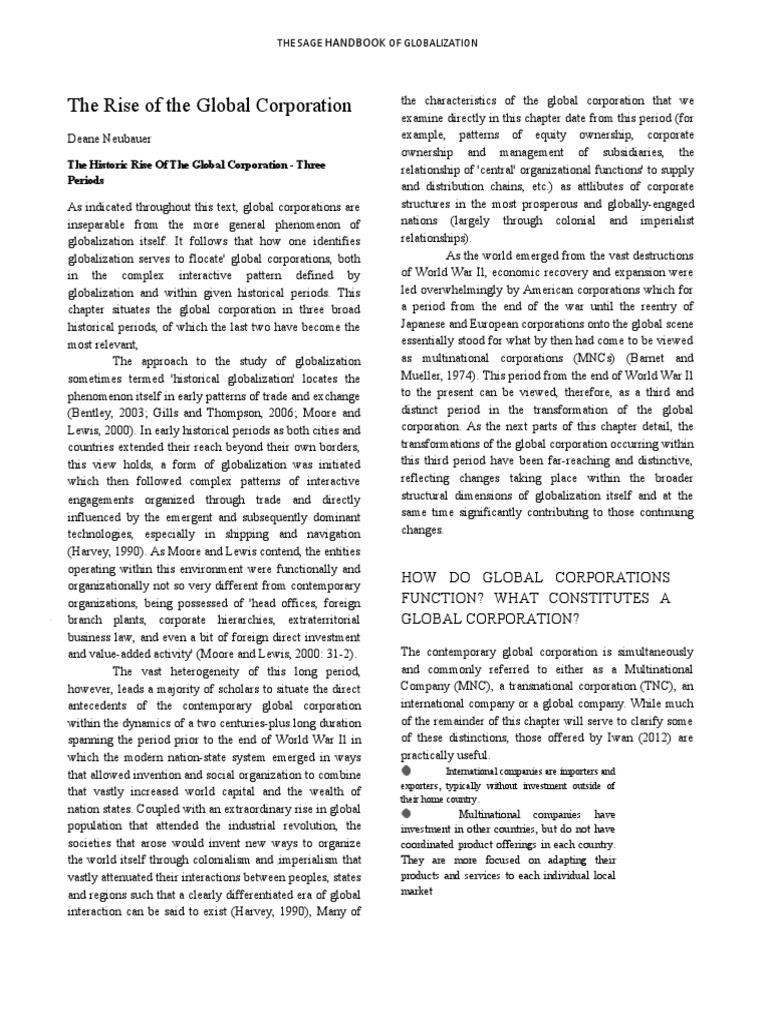 The Rise of Global Corporations | PDF | Globalization | Multinational ...