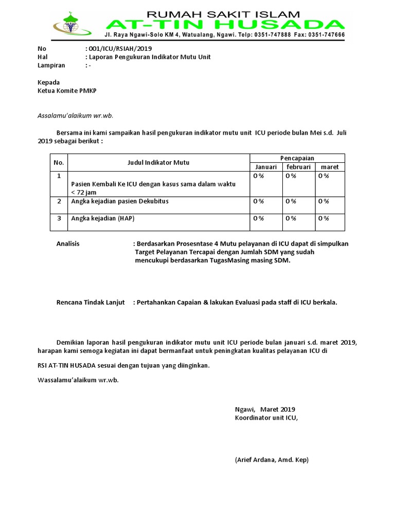 Laporan Indikator Mutu ICU 2019 | PDF