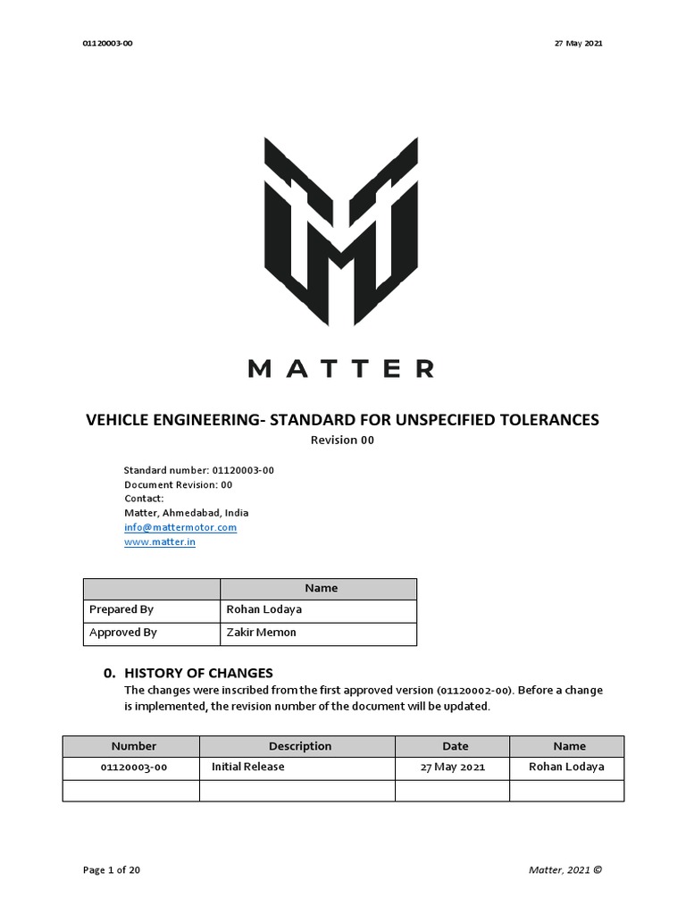 01120003-00 - Vehicle Engineering - Standard For Unspecified Tolerances ...