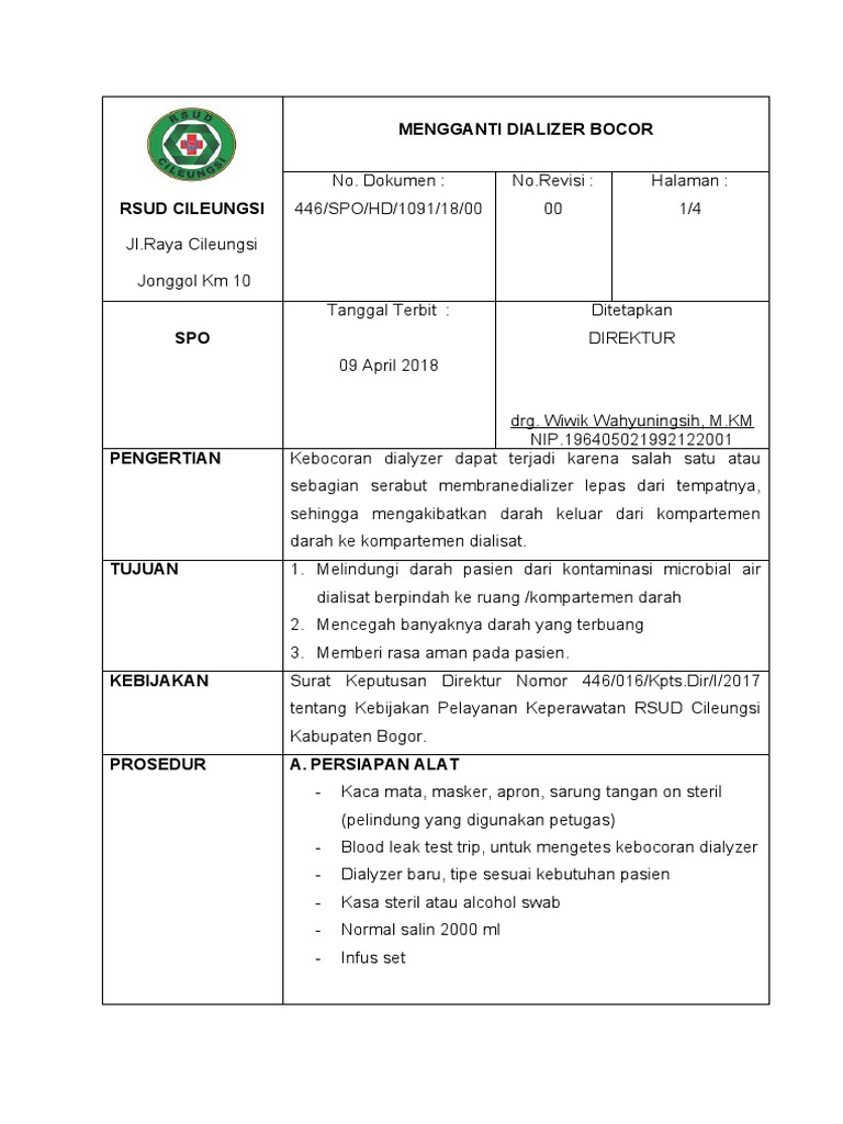 12.mengganti Dializer Bocor | PDF