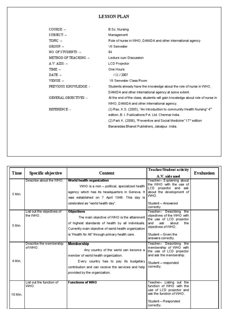 Role of PHN | PDF | World Health Organization | Lesson Plan