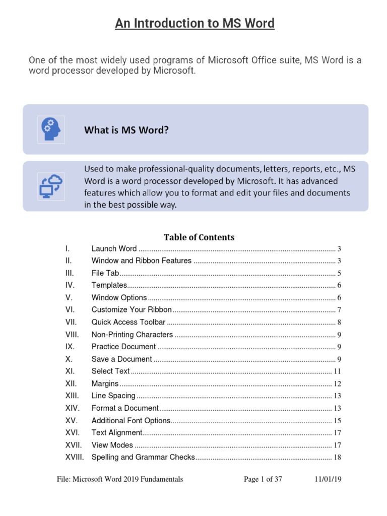 Microsoft Word 2019 Fundametals Manual | PDF | Microsoft Word | Human ...
