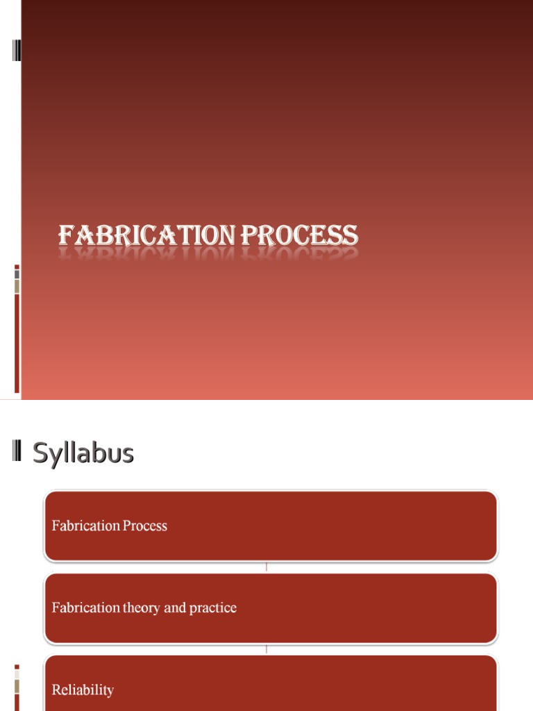 Fabrication Process | PDF | Cmos | Mosfet