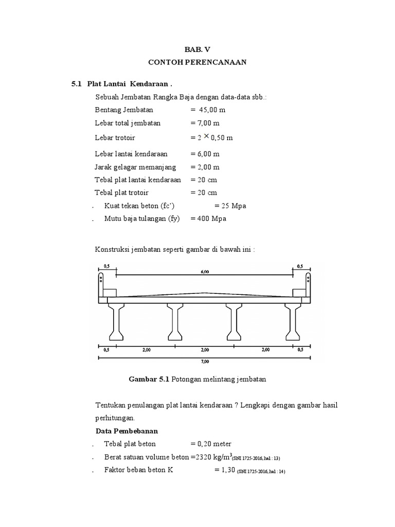 Contoh Perencanaan Struktur Jembatan dan Penulangan Plat Lantai ...