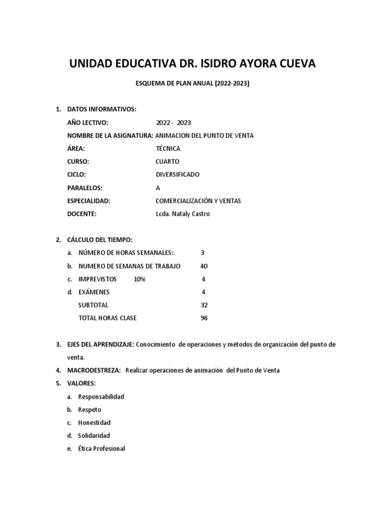 Plan Anual de Animación de Ventas 2022-2023 | PDF | Evaluación | Publicidad