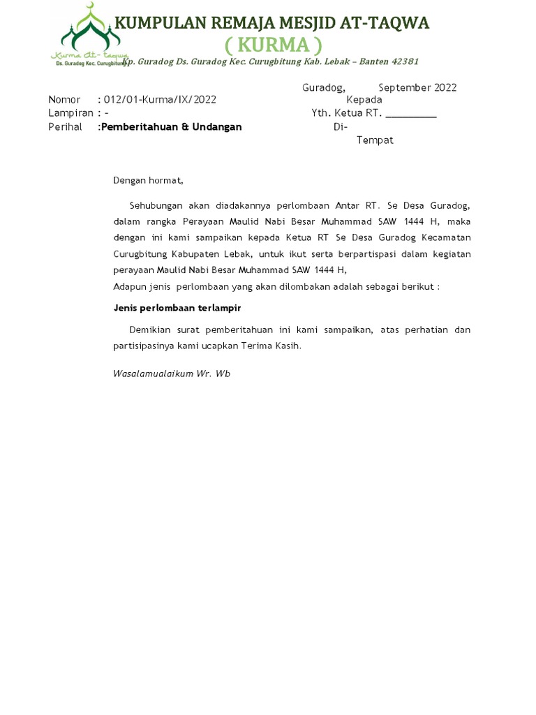 Surat Edaran RT | PDF