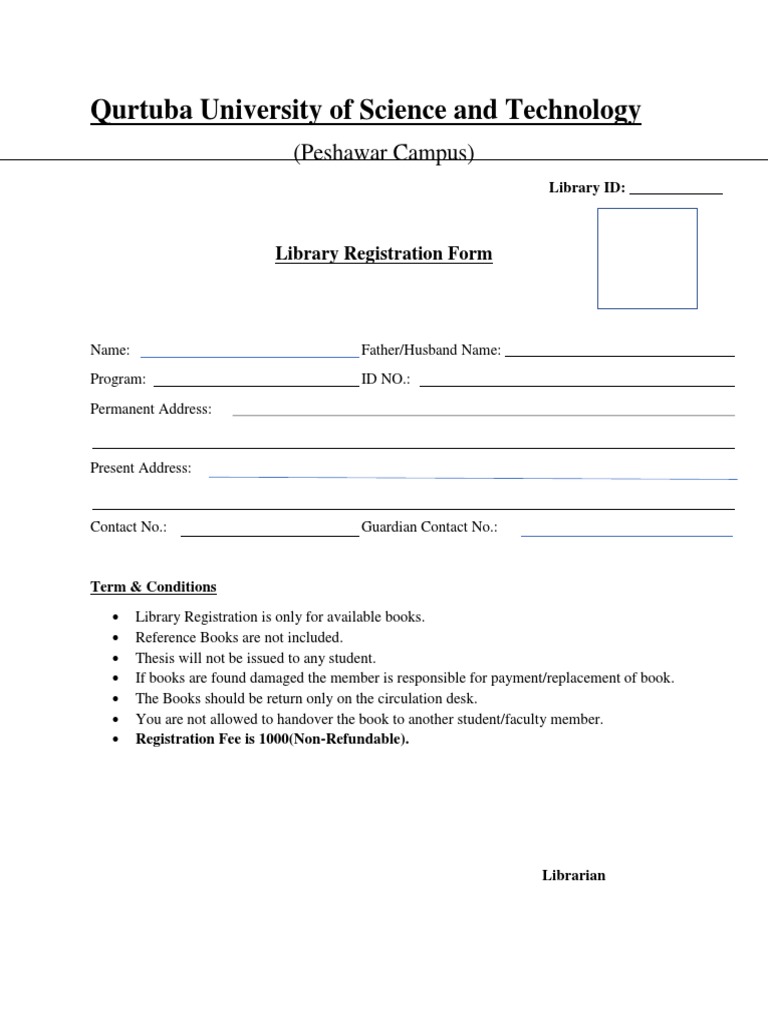 Library Registeration Form | PDF Library Registeration Form | PDF