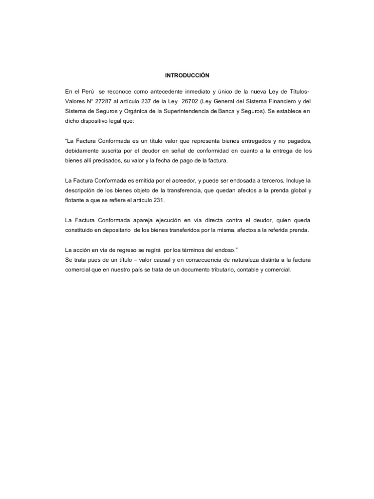 La Factura Conformada: un título valor que representa bienes entregados ...