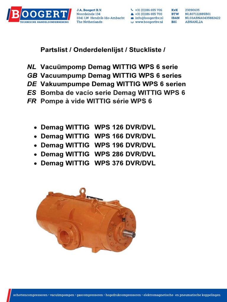 Parts List Gardner Denver Demag WITTIG WPS 126, WPS 166, WPS 196, WPS ...