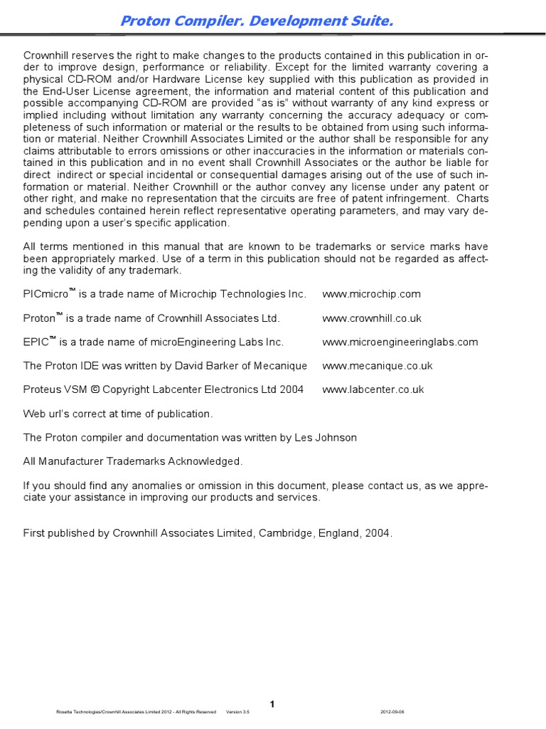 Proton Compiler Manual | PDF | Microcontroller | Personal Computers