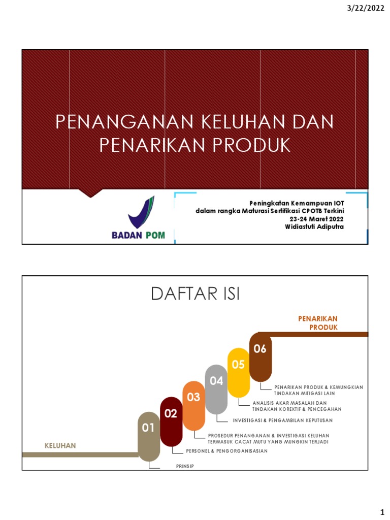 (WA) Penanganan Keluhan Dan Penarikan Produk OT | PDF