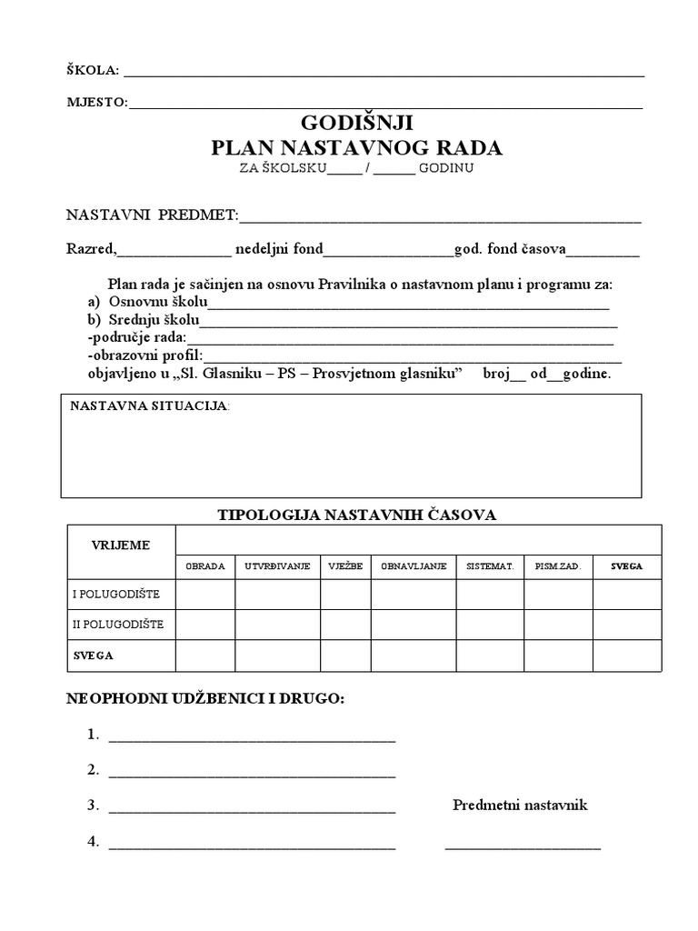 Plan Rada 02.09. | PDF