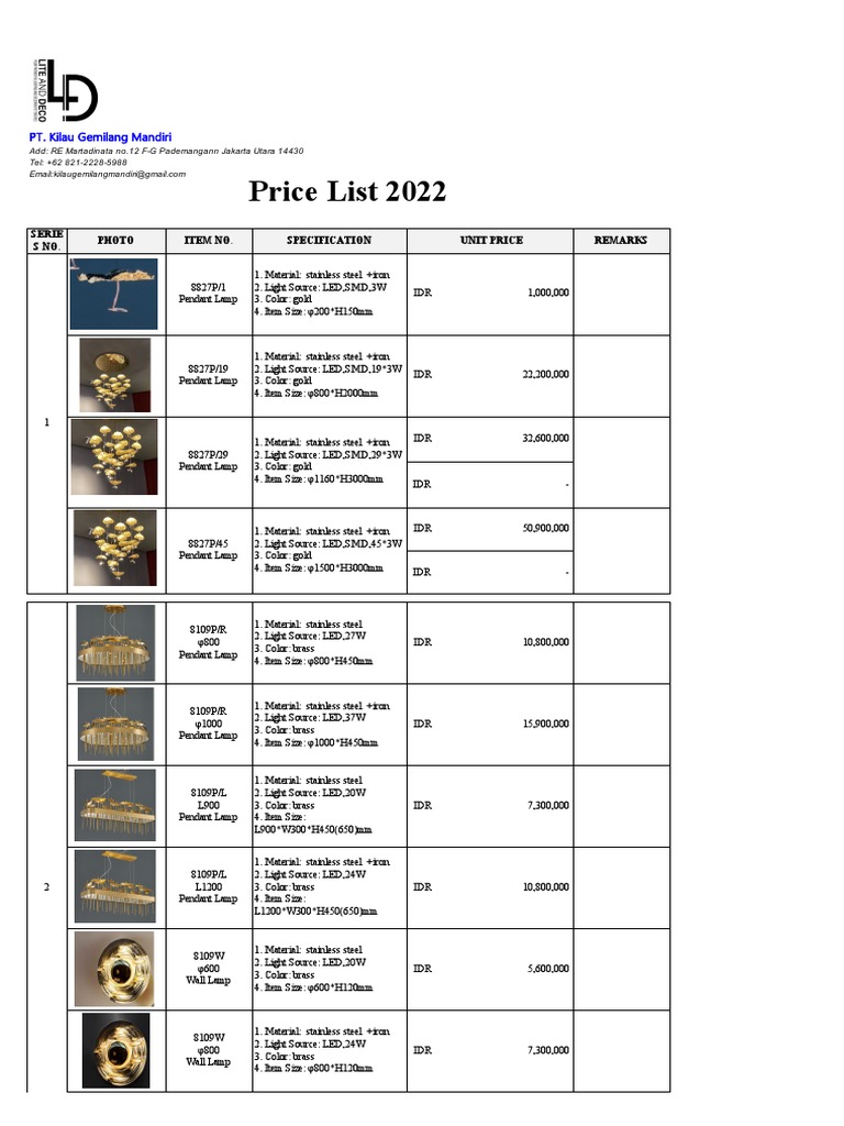 Price List Barang PO 2022 - Catalogue | PDF | Light Emitting Diode | Interior Design