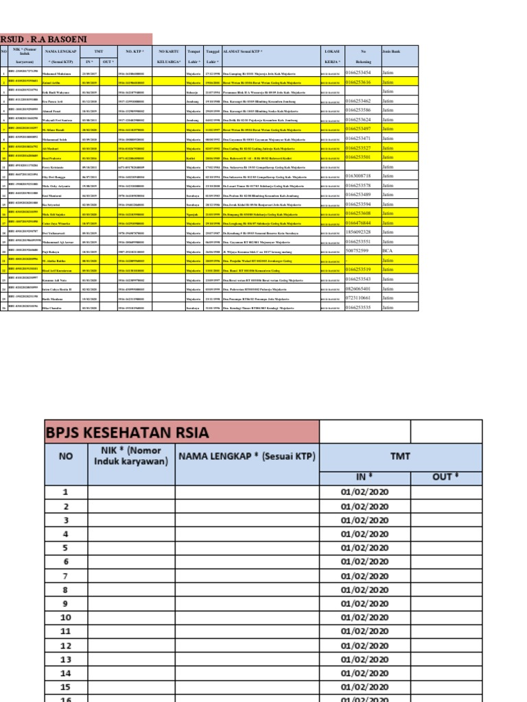 Data Nomor Rek Rsud Basoeni | PDF