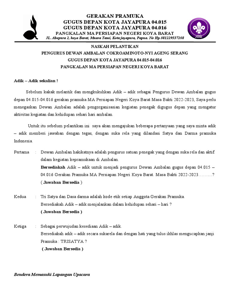 Naskah Pelantikan | PDF