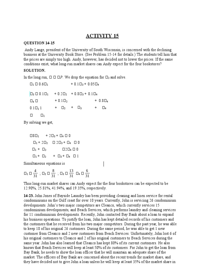 Activity 15 | PDF | Markov Chain