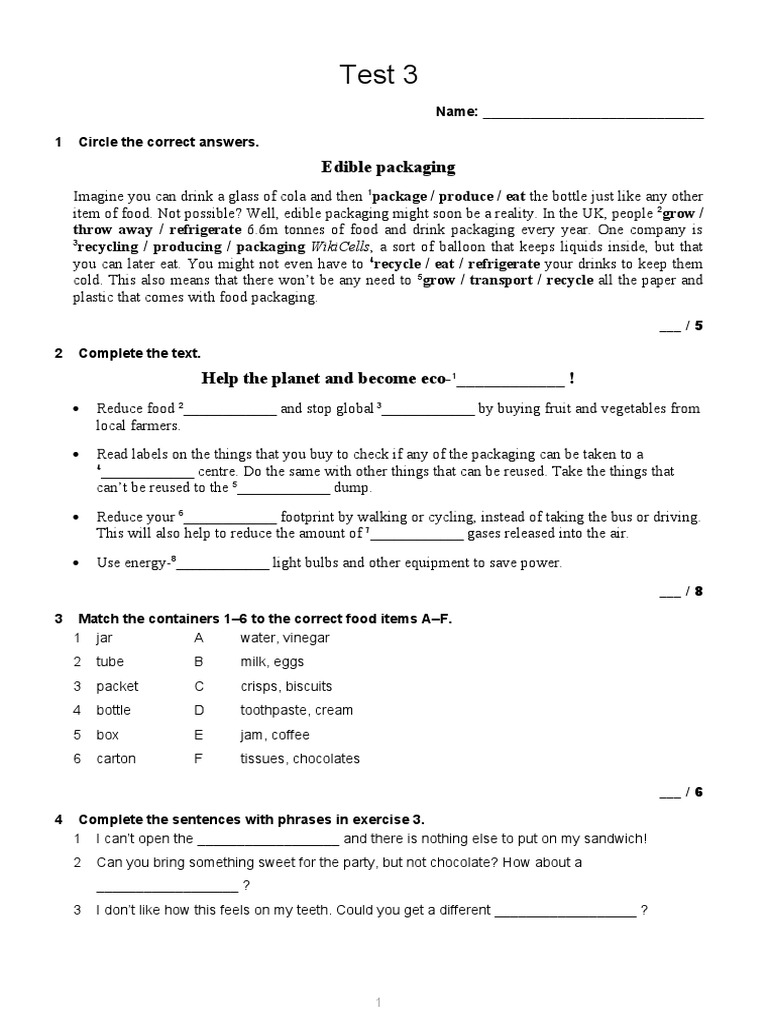 Test 3 For 7th Grade | PDF | Okinawa Prefecture | Foods