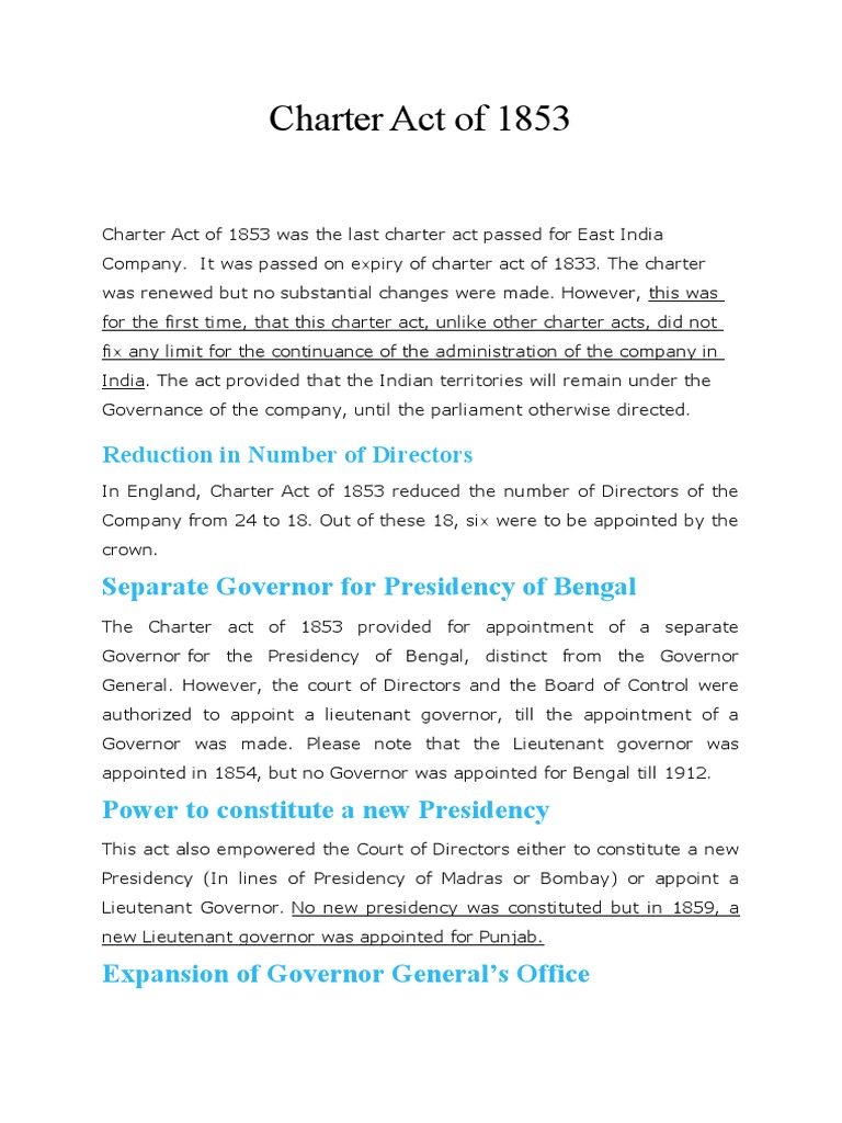 Charter Act of 1853 | PDF | Governance | Government