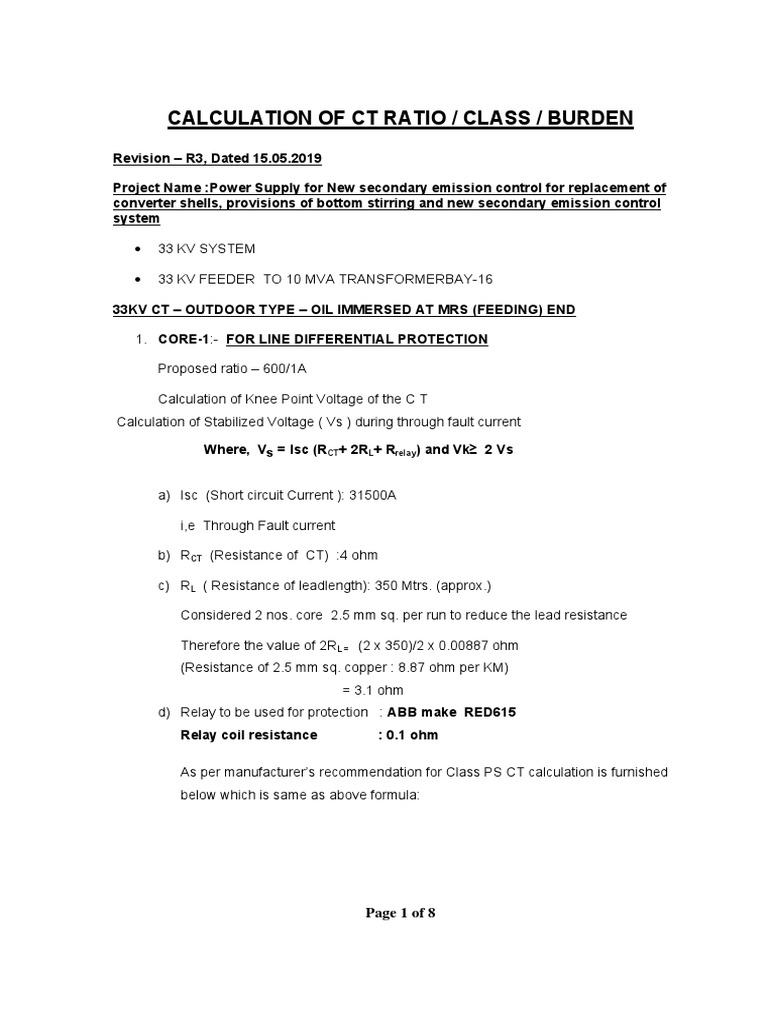Pkg-2 CT Calculation - R3 15.05.19 | PDF | Transformer | Electrical ...