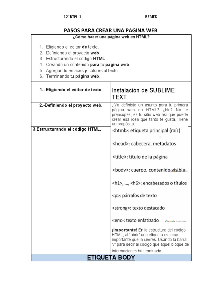 PASOS PARA CREAR UNA PAGINA WEB Final | PDF | HTML | Red mundial