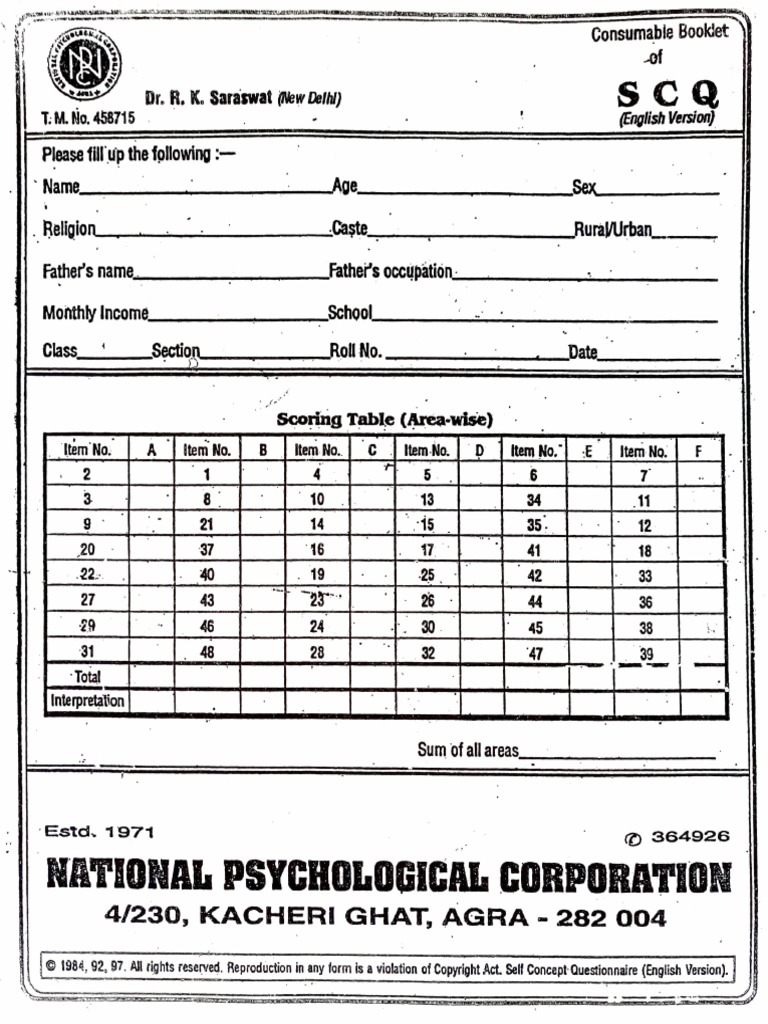 Response Sheet For SCQ | PDF