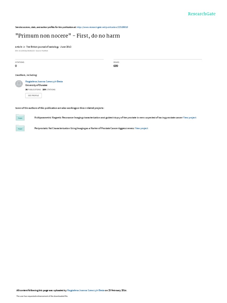 Primum Non Nocere - First Do No Harm | PDF | Ct Scan | Radiology
