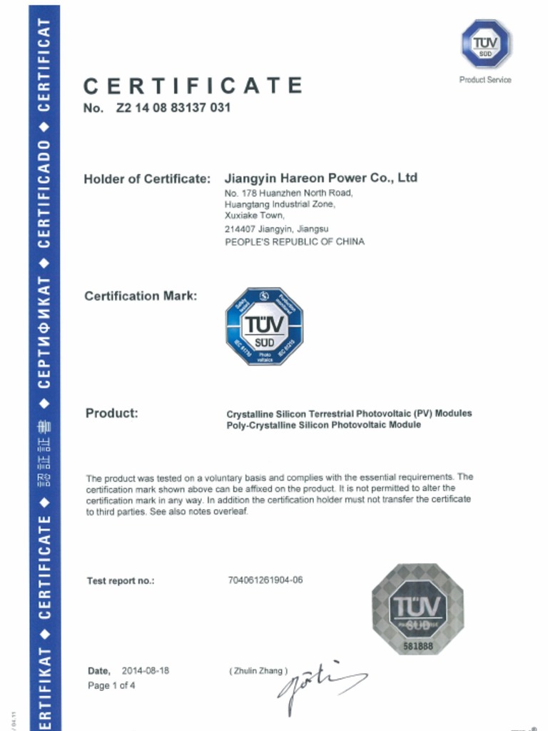 70.406.12.619.04-06cert - Tuv Mark | PDF