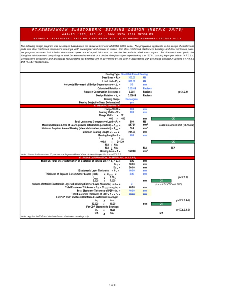 Bearing Pad 400 X 400 X 52 MM (Ss400 Yield 235 Mpa) | PDF | Fiberglass ...