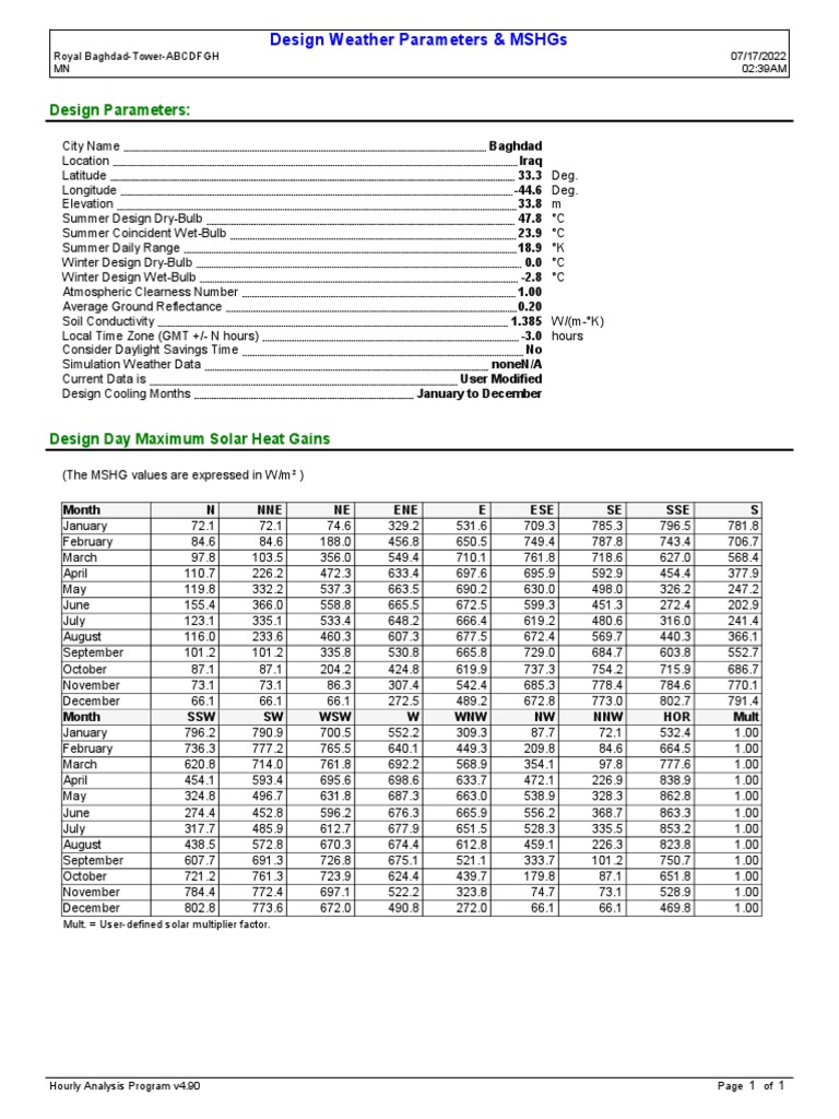 HVAC Calculation Report - 01 | PDF | Weather | Atmospheric Sciences